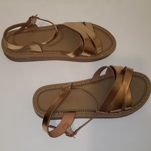 Rouge Helium | Shoes | Rouge Helium Strap Metallic Sandals Rose Gold 65 ...